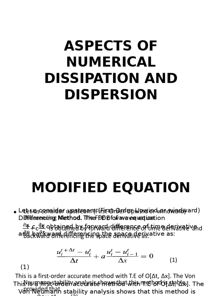 Aspects of Numerical Dissipation and Dispersion | PDF | Equations ...