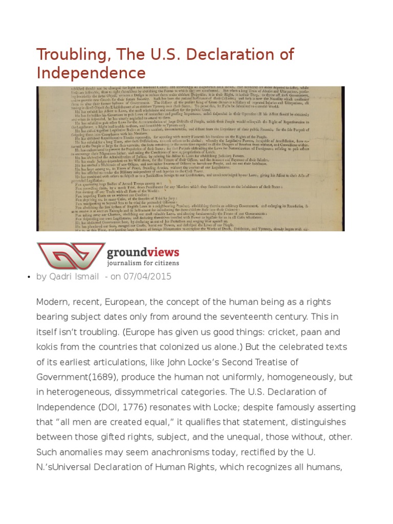 Troubling, The U.S. Declaration of Independence | PDF | Natural And ...