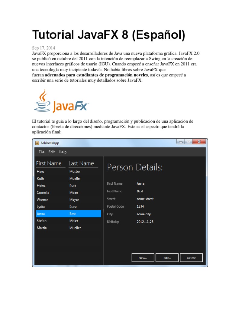 Tutorial JavaFX 8 | PDF | Java (lenguaje de programación) | Ventana (informática)
