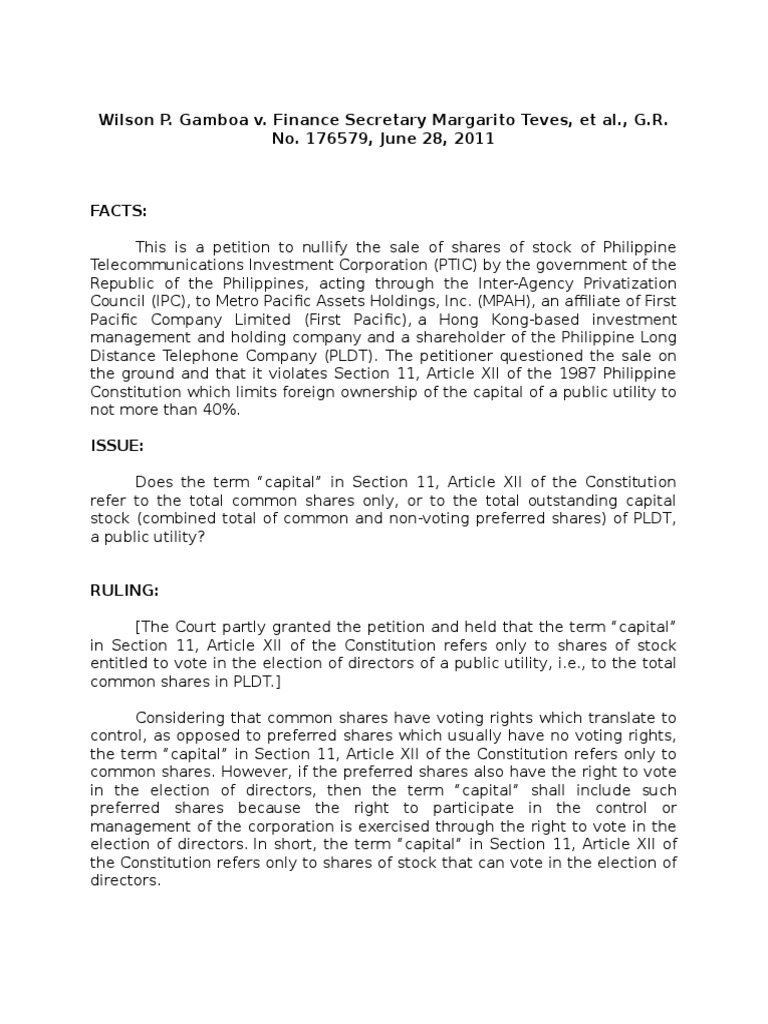 Wilson P. Gamboa v. Finance Secretary Margarito Teves, Et Al., G.R. No ...