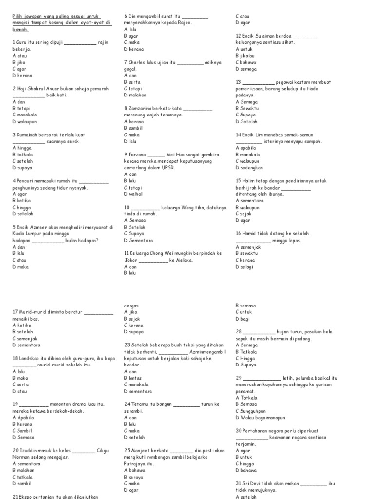Pilih Jawapan Yang Paling Sesuai Untuk Kata Adjektif | PDF