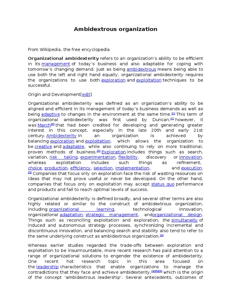 Ambidextrous Organization: Organizational Ambidexterity Refers To An ...