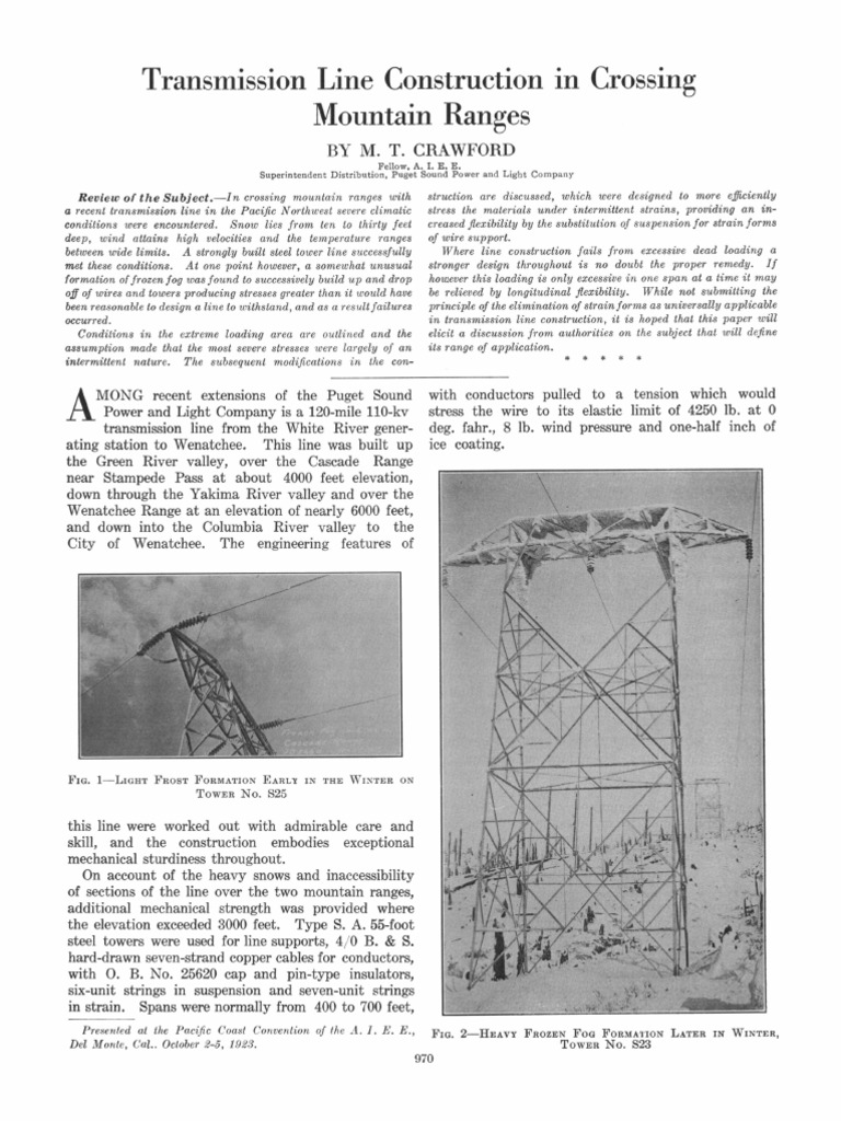 Transmission Line Construction in Crossing Mountain Ranges | PDF ...