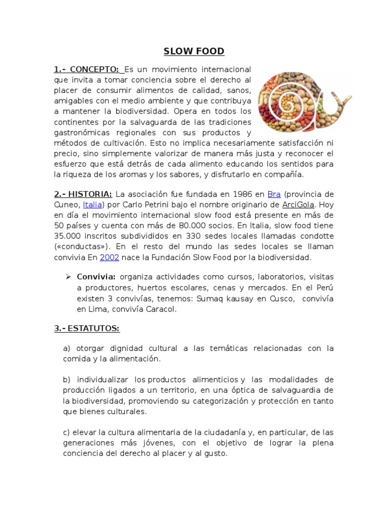 Slow Food y Fast Food | PDF | Cocina | Cocinando