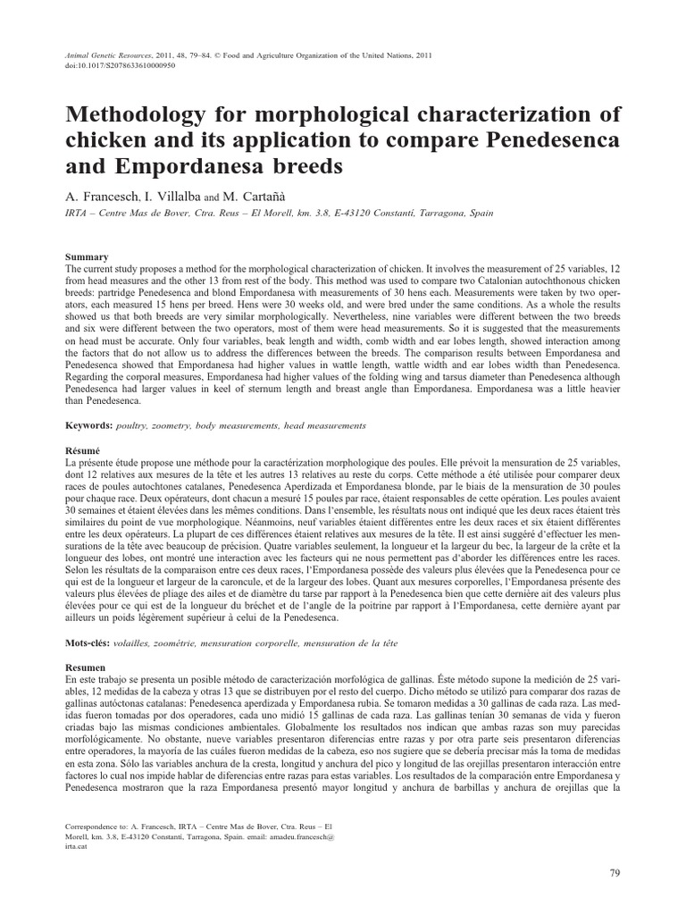 Morphological Characterization | PDF | Bec | Poulet