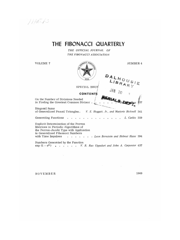 The Fibonacci Quarterly: The Official Journal of | PDF | Mathematical ...