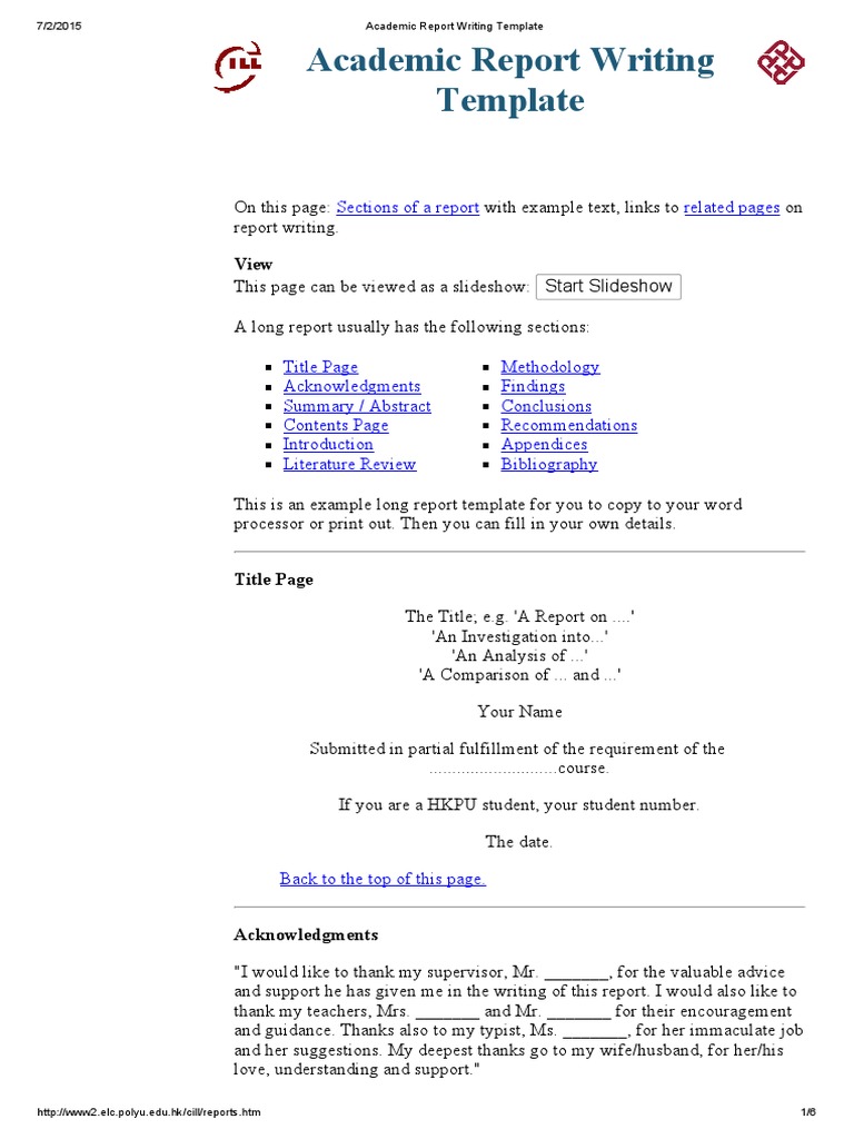 Academic Report Writing Template | PDF | Abstract (Summary) | Verb