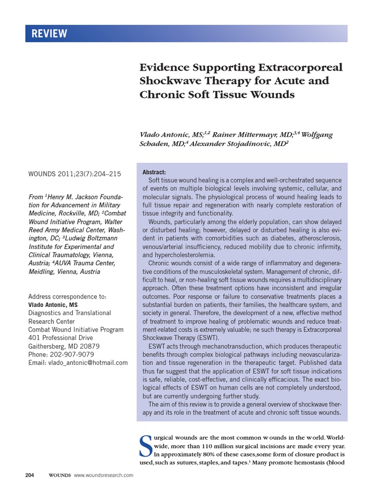 Skin The Best Antonic Et Al - Evidence Supporting ESWT For Acute and Chronic Soft Tissue Wounds ...