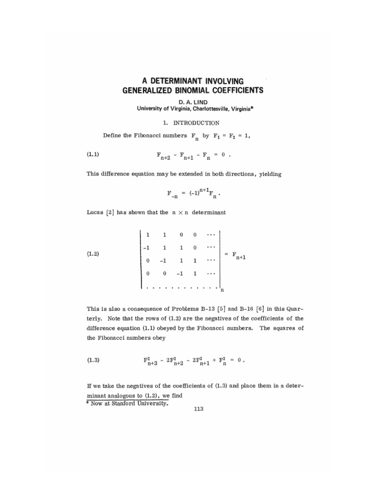 A Determinant Involving Generalized Binomial Coefficients | PDF | Milky ...