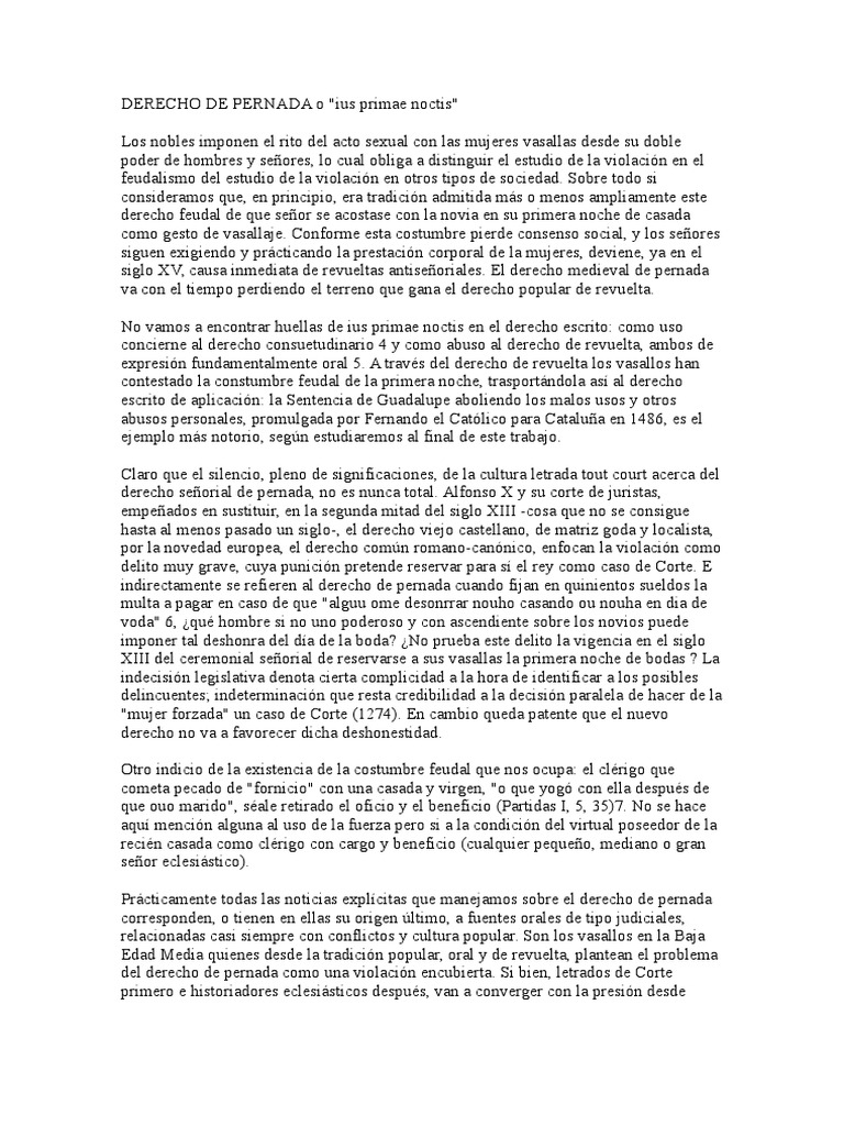 Derecho de Pernada en la Edad Media | PDF | Feudalismo | Casta