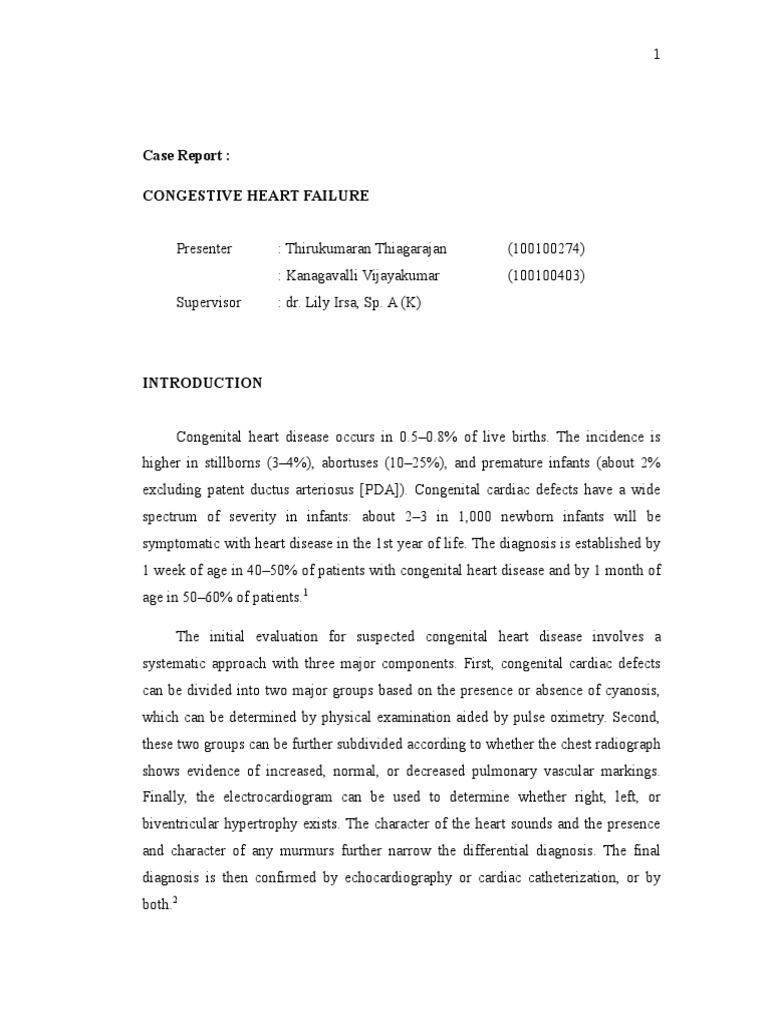 Case Report CHF Peds | PDF | Heart Failure | Vasodilation
