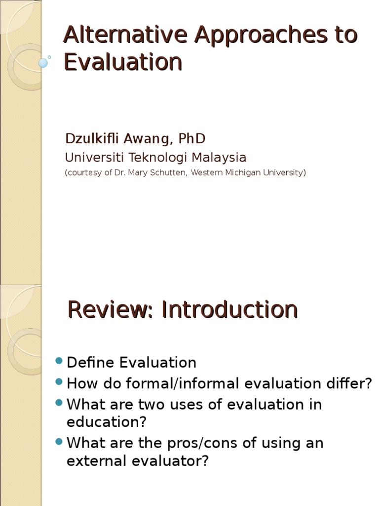 Evaluating Alternative Approaches in Education | PDF | Evaluation ...