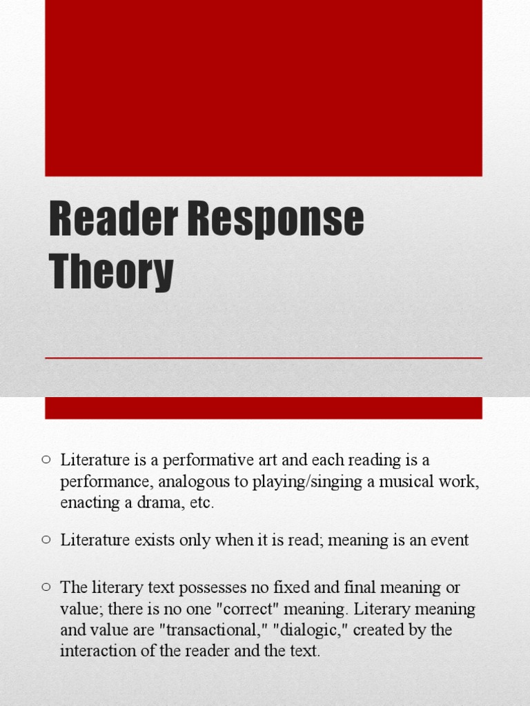 Reader Response Theory | PDF | Narrative | Literary Criticism