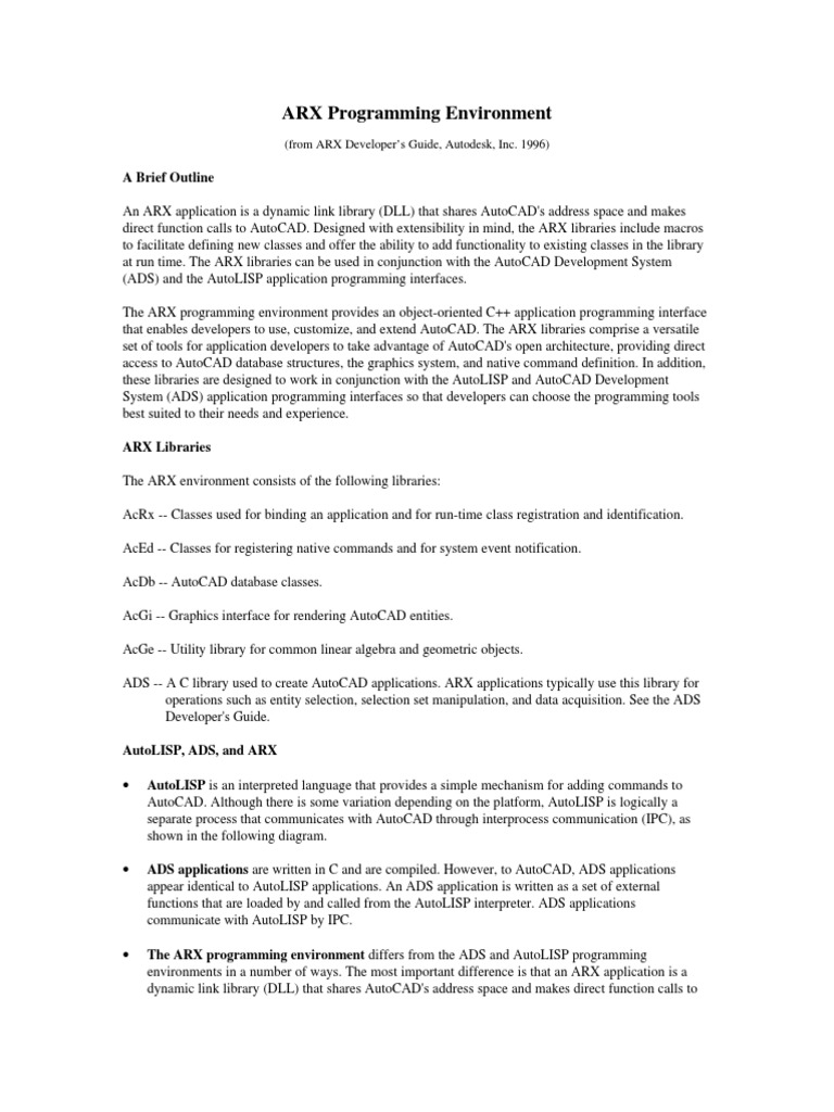 ARX Programming Environment: A Brief Outline | PDF | Class (Computer ...