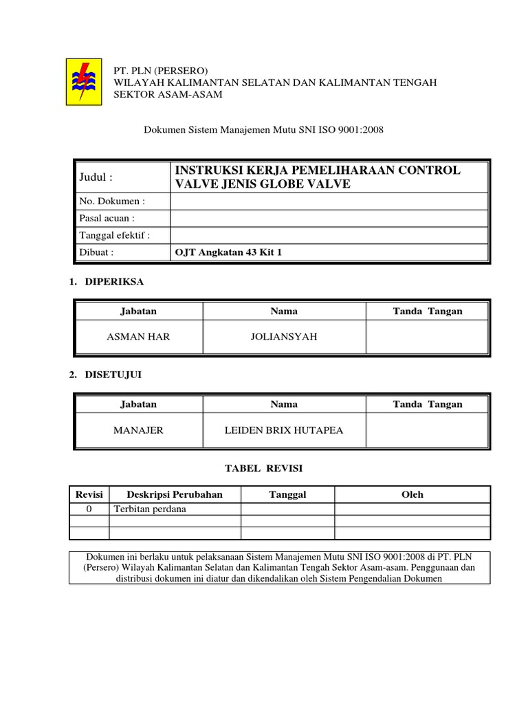 Contoh Format Instruksi Kerja Iso Kertas Kerja Pemeriksaan Format - Riset Contoh Format Instruksi Kerja Iso Kertas Kerja Pemeriksaan Format - Riset