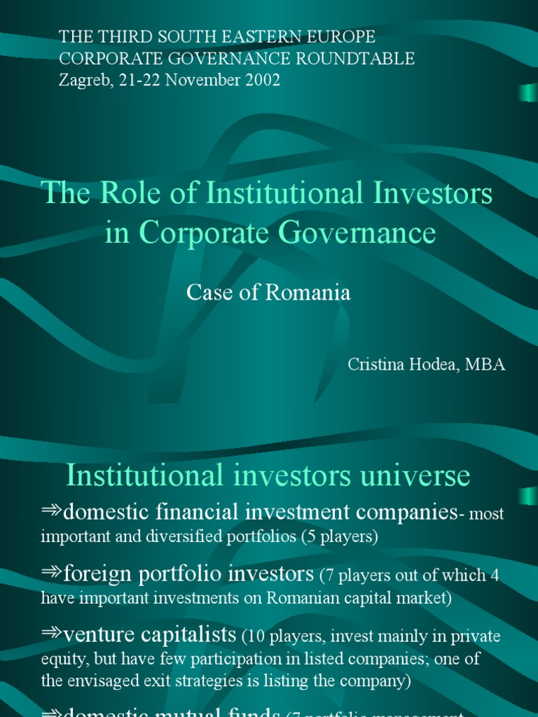 Role of Institutional Investors in Corporate Governance | Investor ...