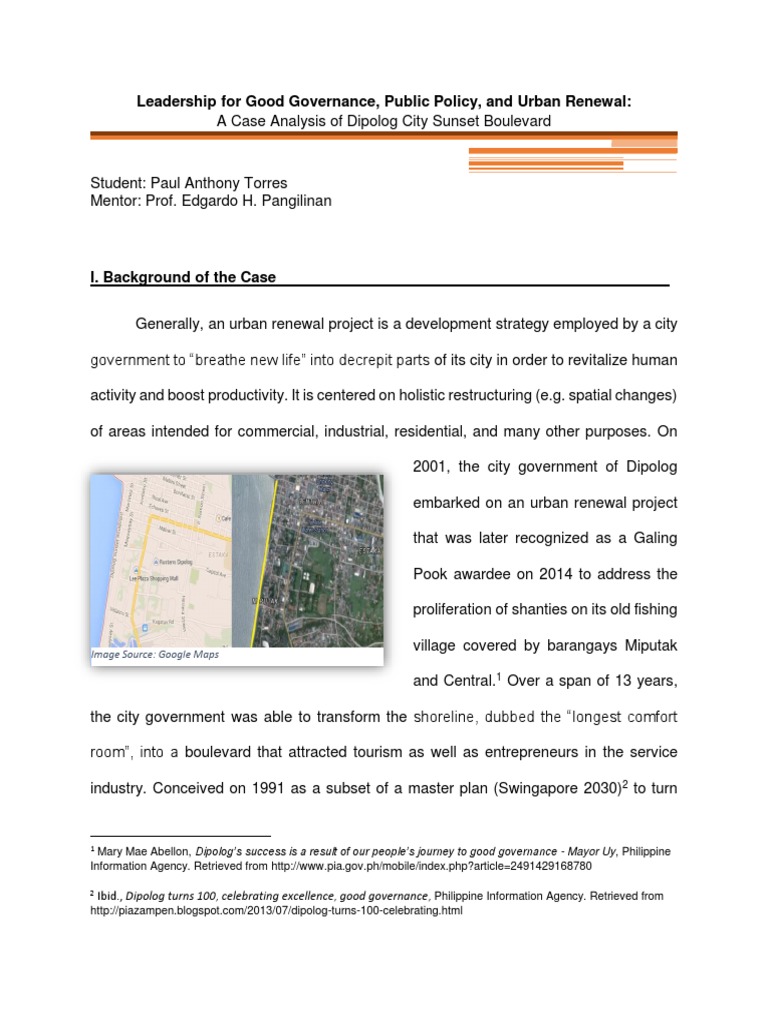 Policy Study On Dipolog City Urban Renewal Project | PDF | Governance ...