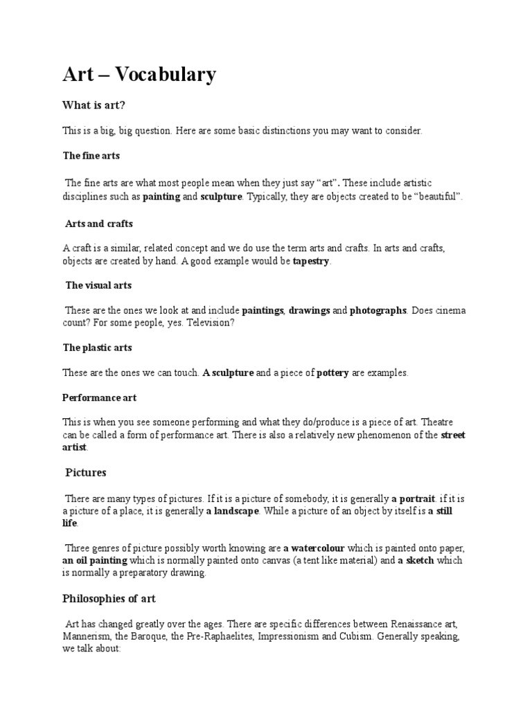 1b.painting Vocabulary | PDF | Paintings | Acrylic Paint