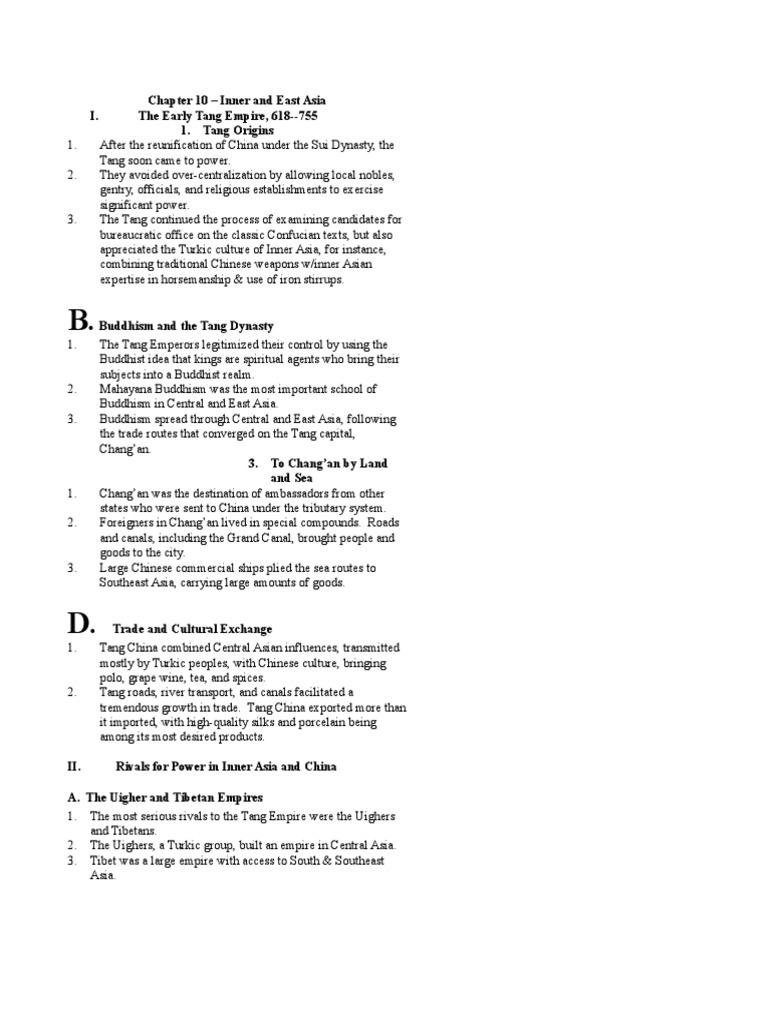 Chapter 10 NOTES | PDF | Tang Dynasty | East Asia