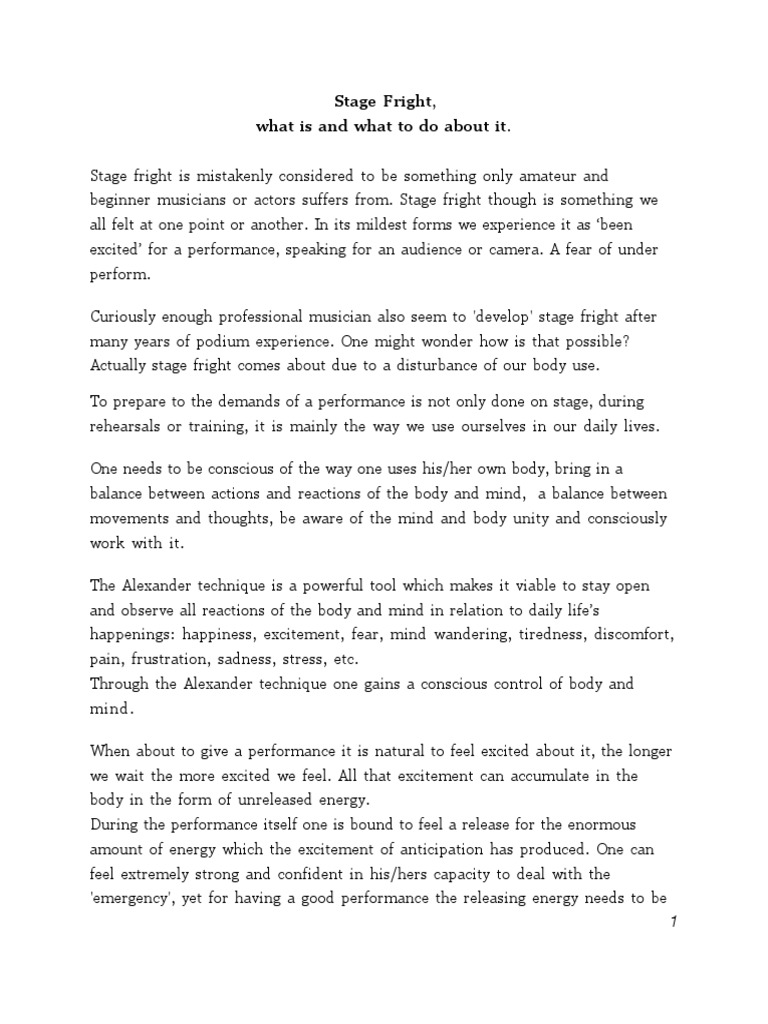 Stage Fright, What Is and What To Do About It | PDF | Alexander ...