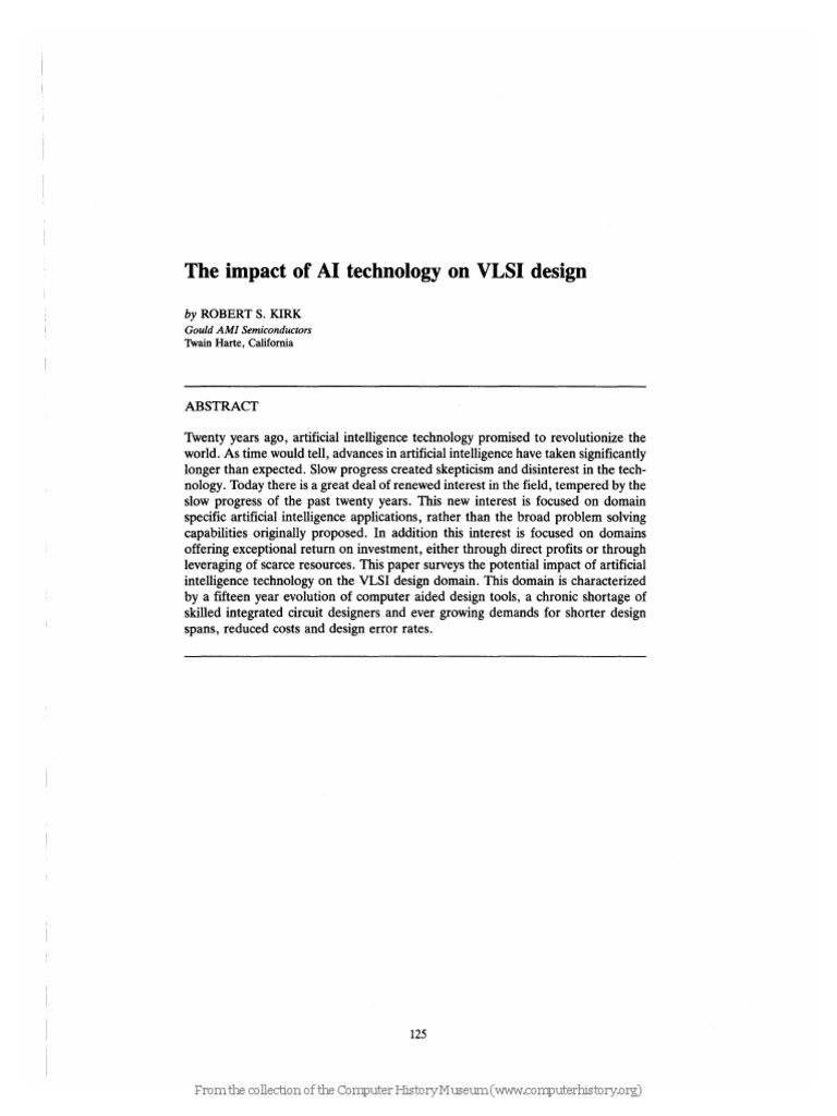 The Impact of AI Technology On VLSI Design: Robert S. Kirk | PDF ...