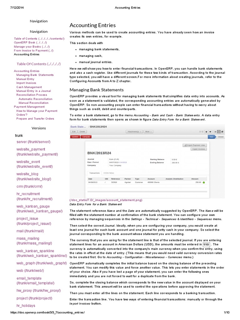 Accounting Entries: Managing Bank Statements | PDF | Debits And Credits ...