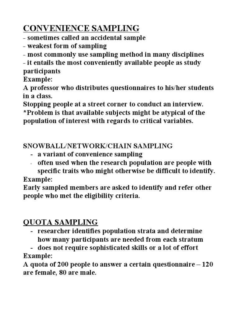 Convenience Sampling | PDF