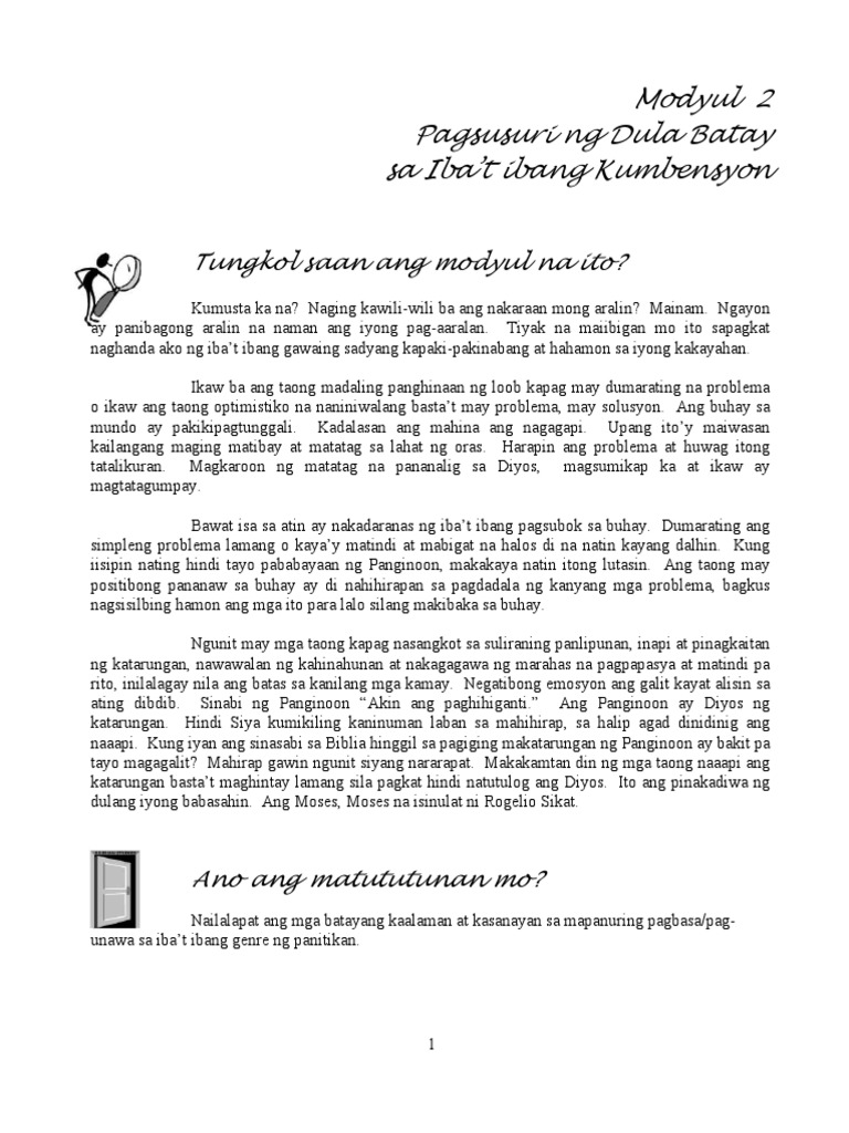 Modyul 2 Pagsusuri NG Dula Batay Sa Iba't Ibang Kumbensyon | PDF