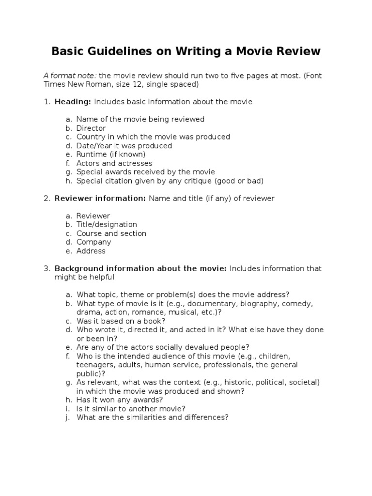 Movie Review Writing Guide | PDF | Stereotypes | Evaluation