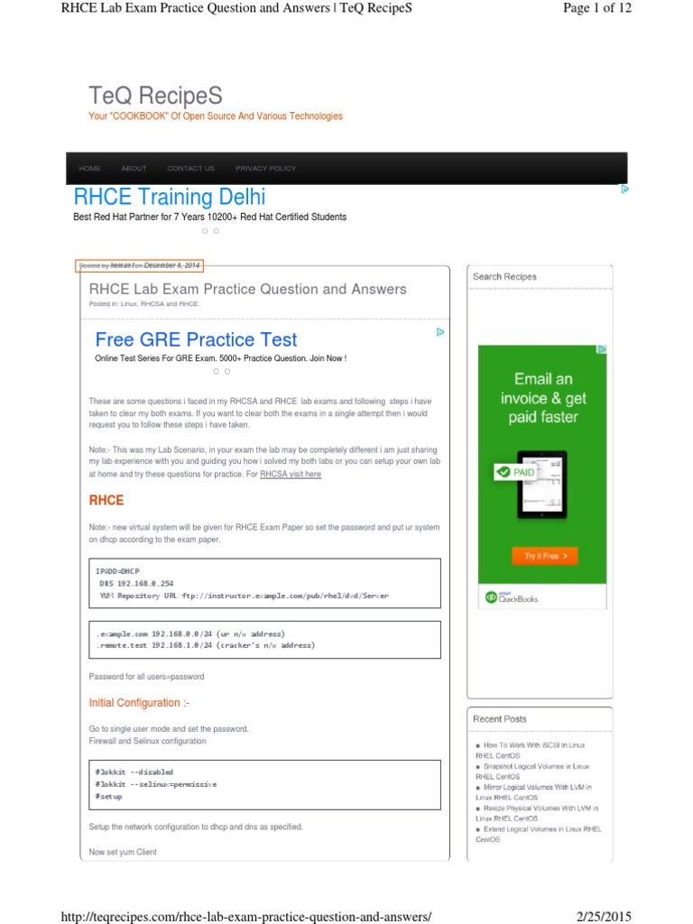 Rhce Lab Exam Practice Question and Answe | PDF | File Transfer Protocol | Web Server