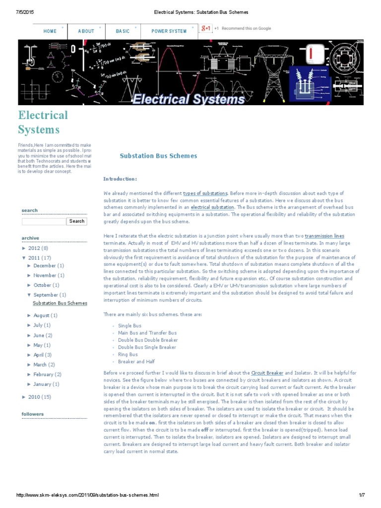 Electrical Systems - Substation Bus Schemes | PDF | Electrical ...