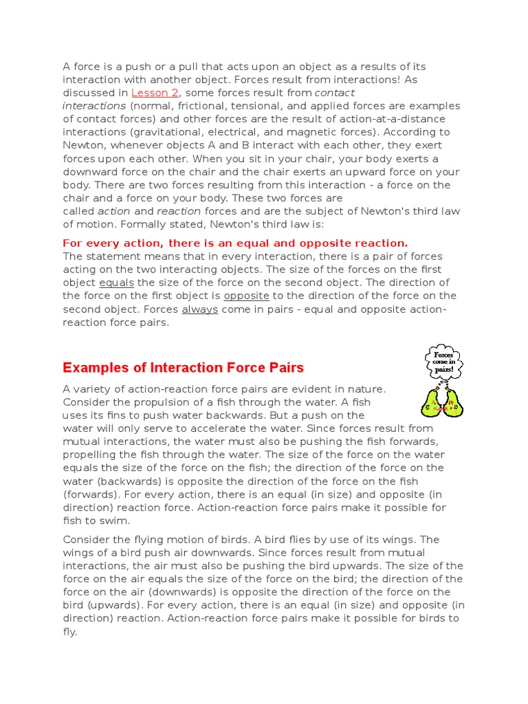 Examples of Interaction Force Pairs: Interactions (Normal, Frictional ...