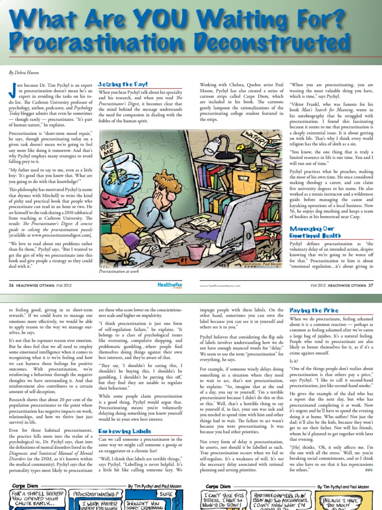 Procrastination Article HWO Fall 2012 | PDF | Procrastination ...
