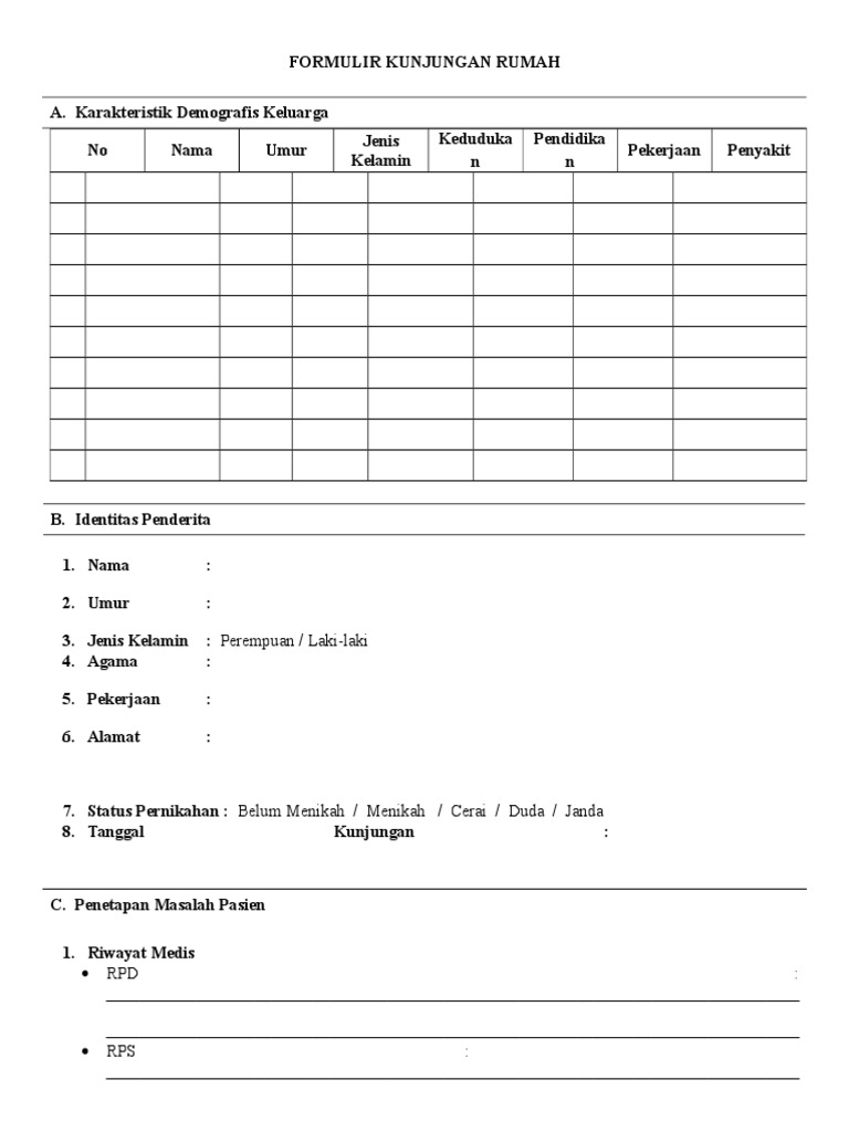 Formulir Kunjungan Rumah | PDF