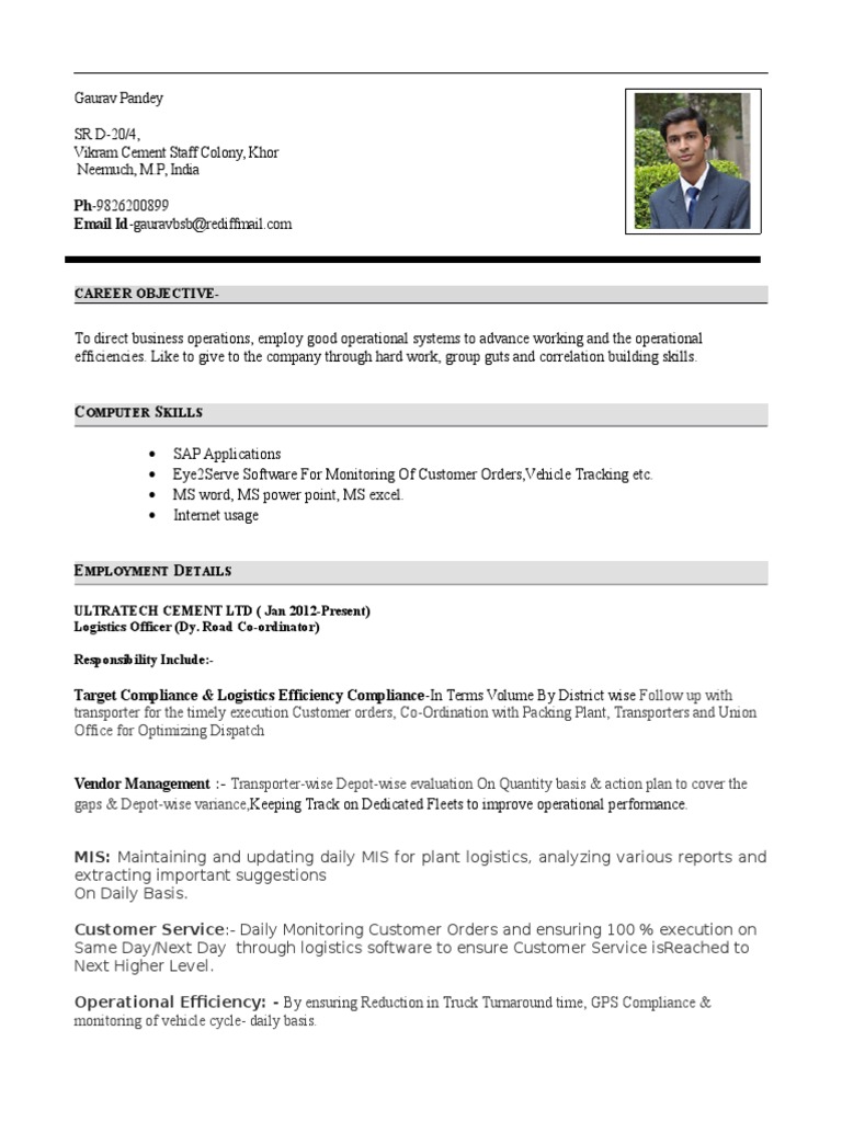 Gaurav Resume | PDF | Logistics | Business