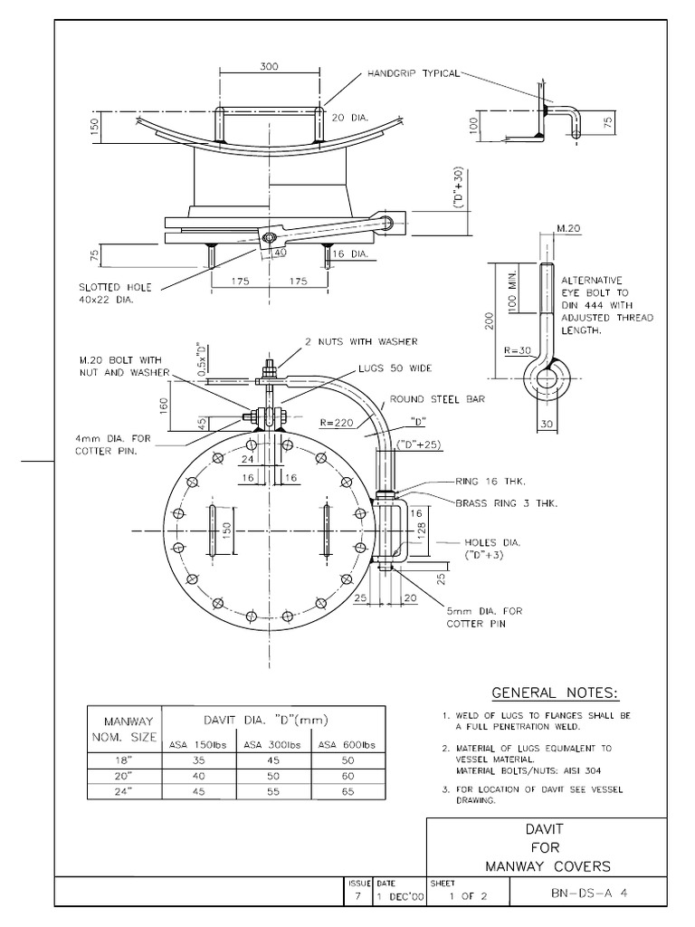 BN-DS-A4-1 Davit For Manway Covers | PDF