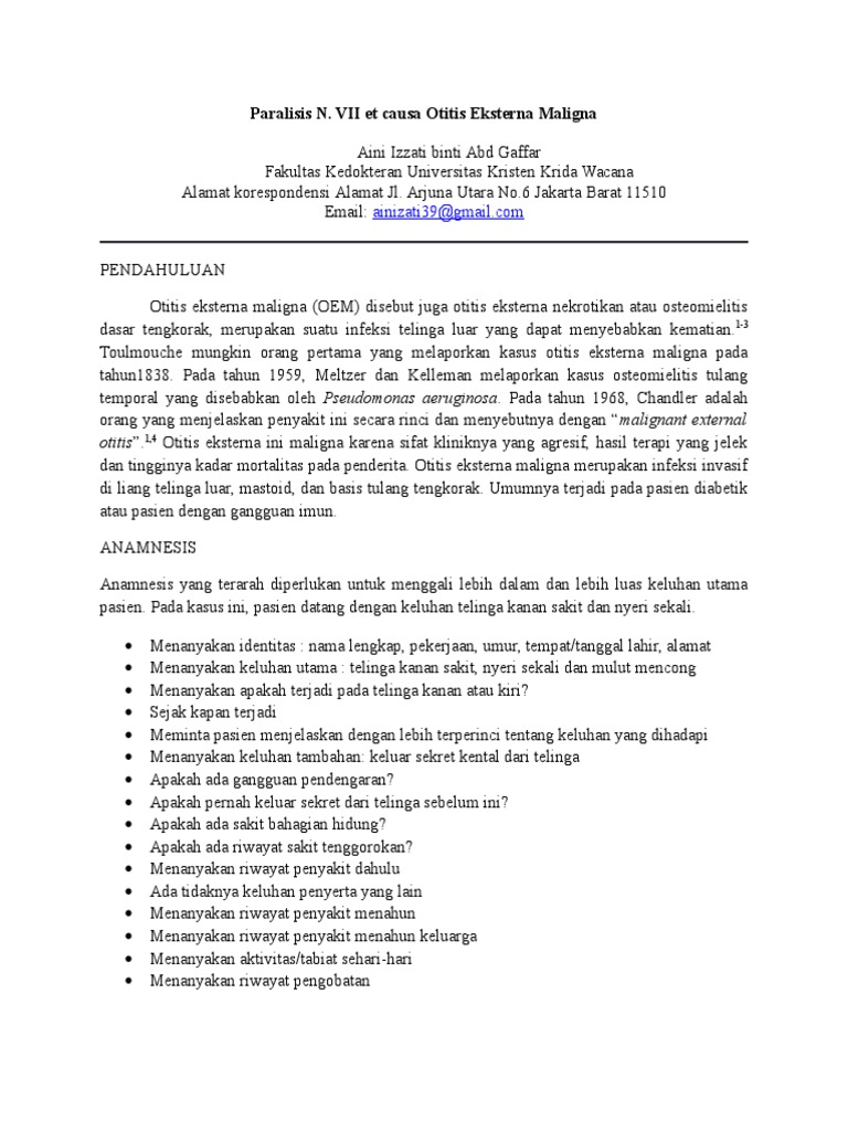 Otitis Eksterna Maligna | PDF