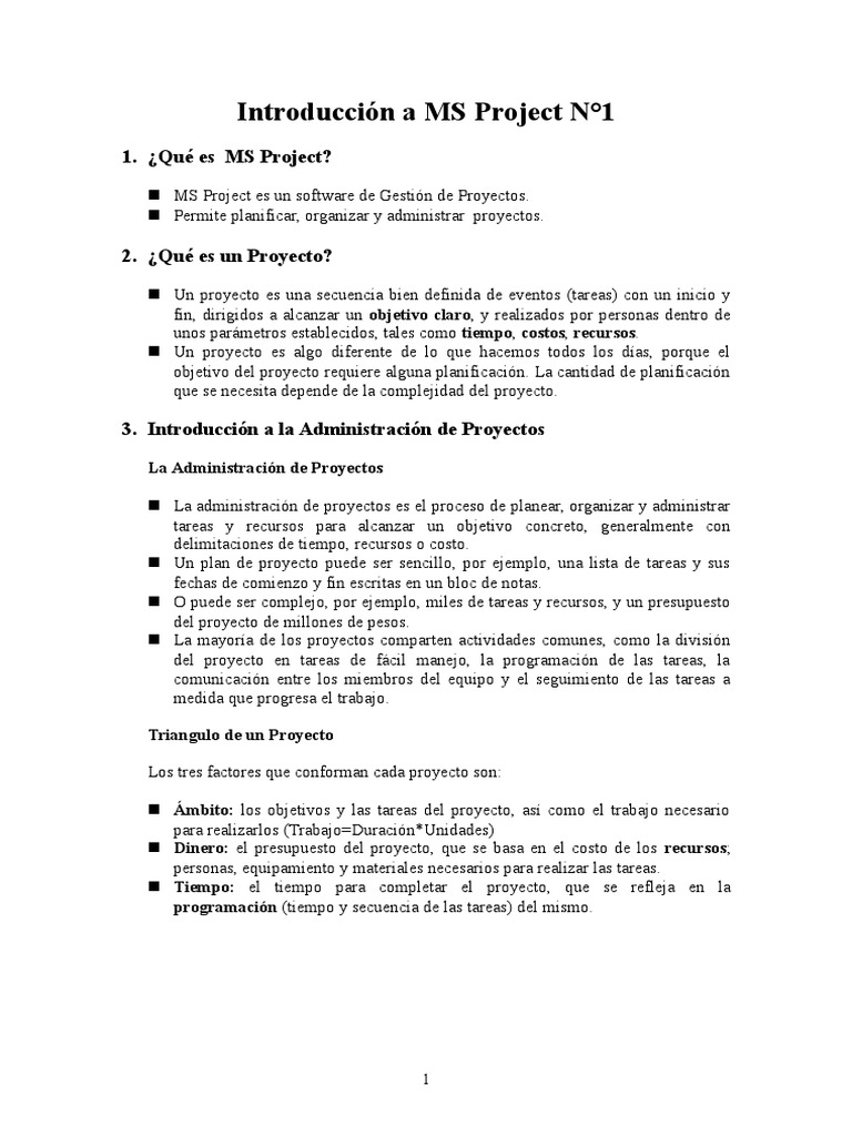 Introduccion A MS Project | PDF | Planificación | Programación de computadoras