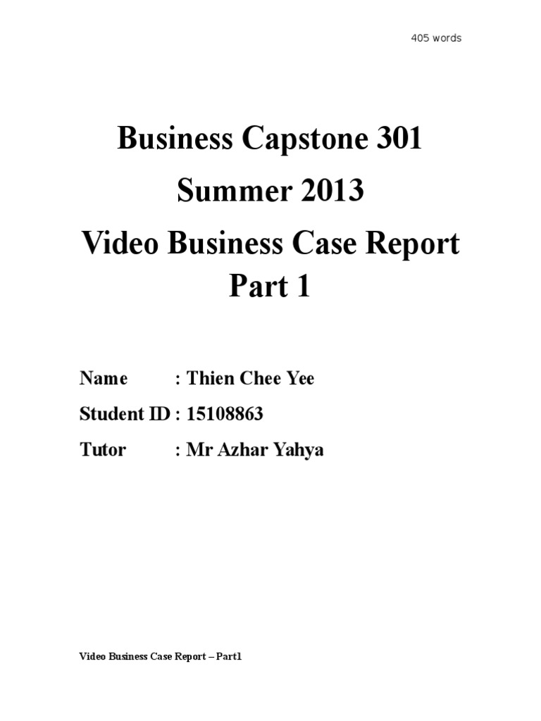 Video Business Case Report (Part1) | PDF | Profit (Economics ...