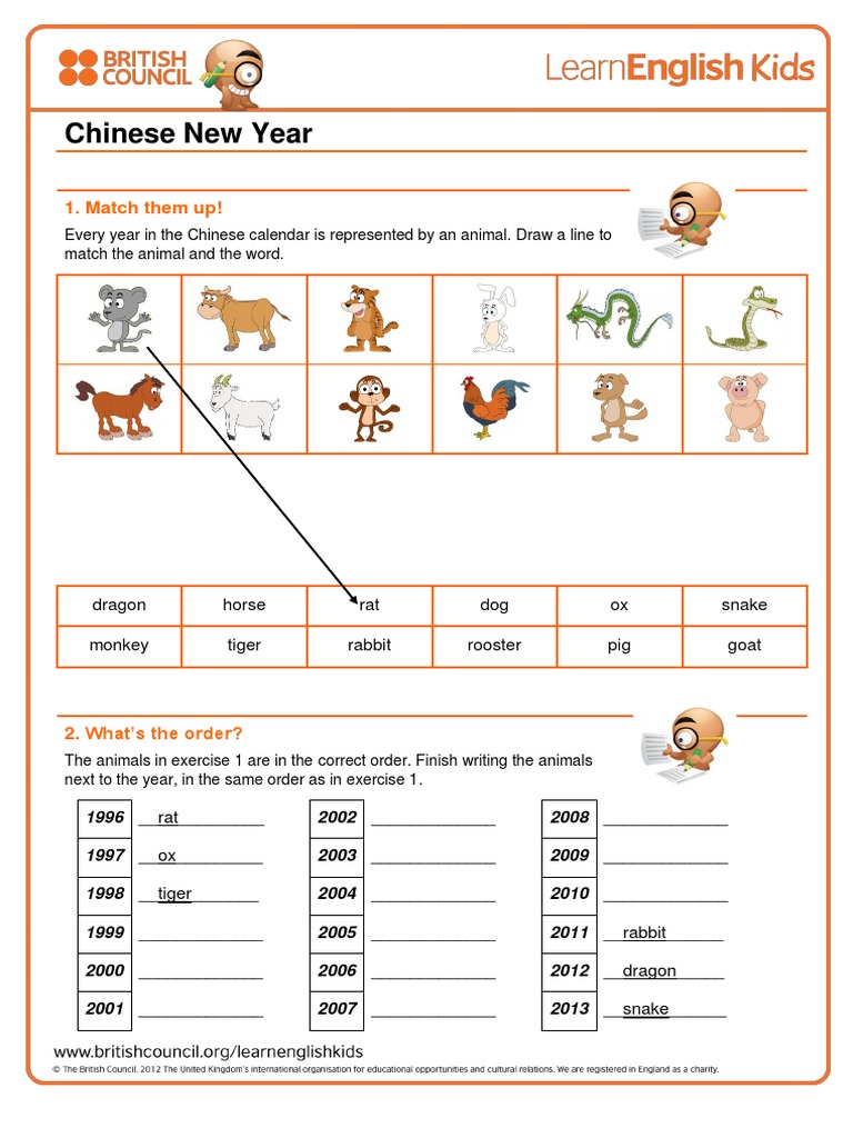 Chinese New Year Animal Traits Worksheet | PDF | Astrological Sign