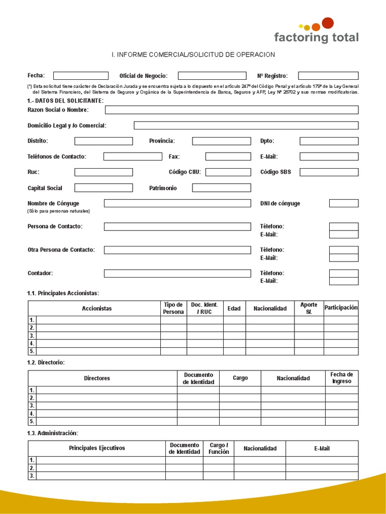 Solicitud FACTORING | PDF | Bancos | Arrendamiento