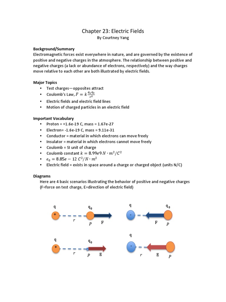 Electric Fields Overview by Courtney Yang | PDF | Electric Charge ...