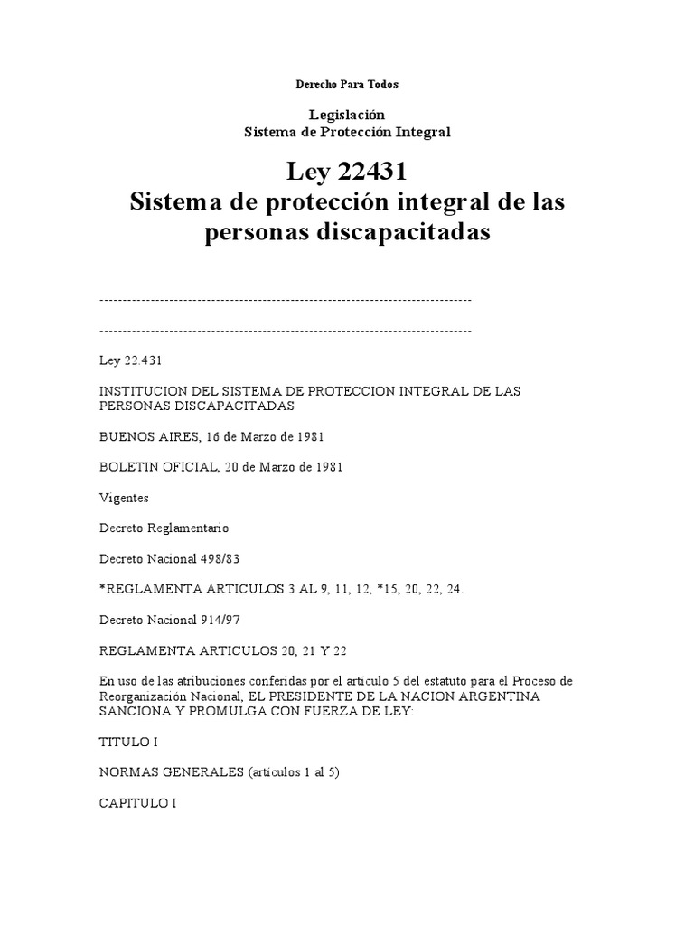 Ley Nacional 22341 PDF | PDF