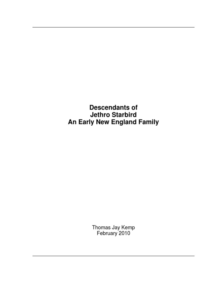 Starbird Genealogy: Descendants of Jethro Starbird - An Early New ...