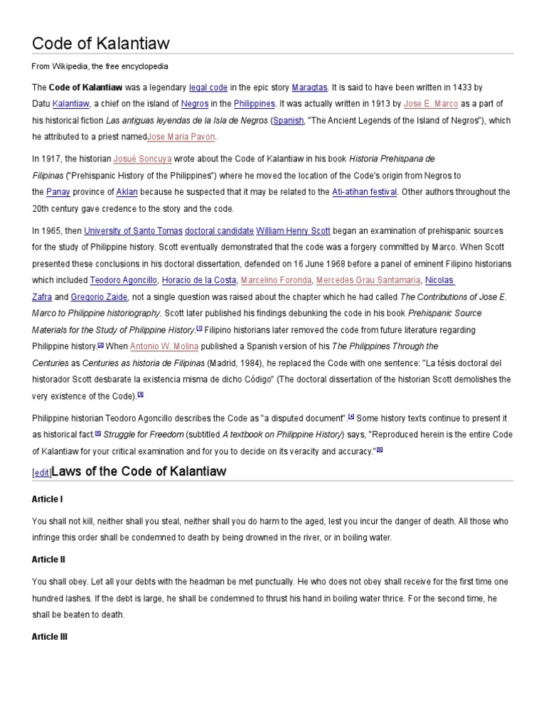 Code of Kalantiaw | PDF | Philippines