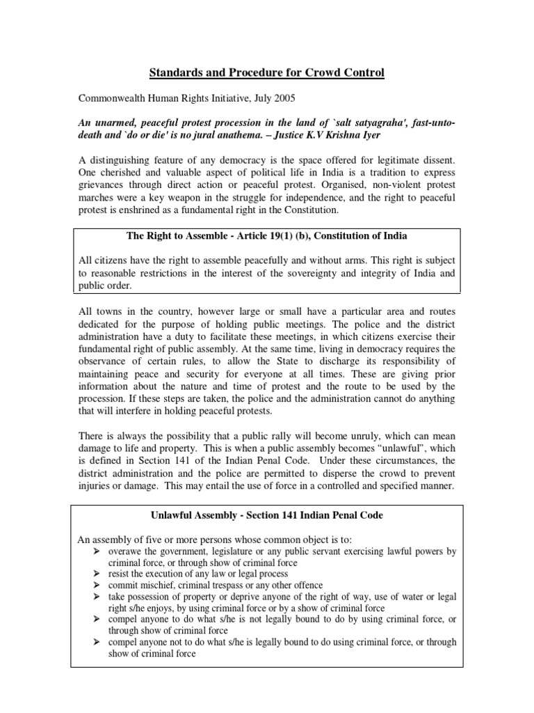 Crowd Control Standards & Procedures | PDF | Use Of Force | Crime ...