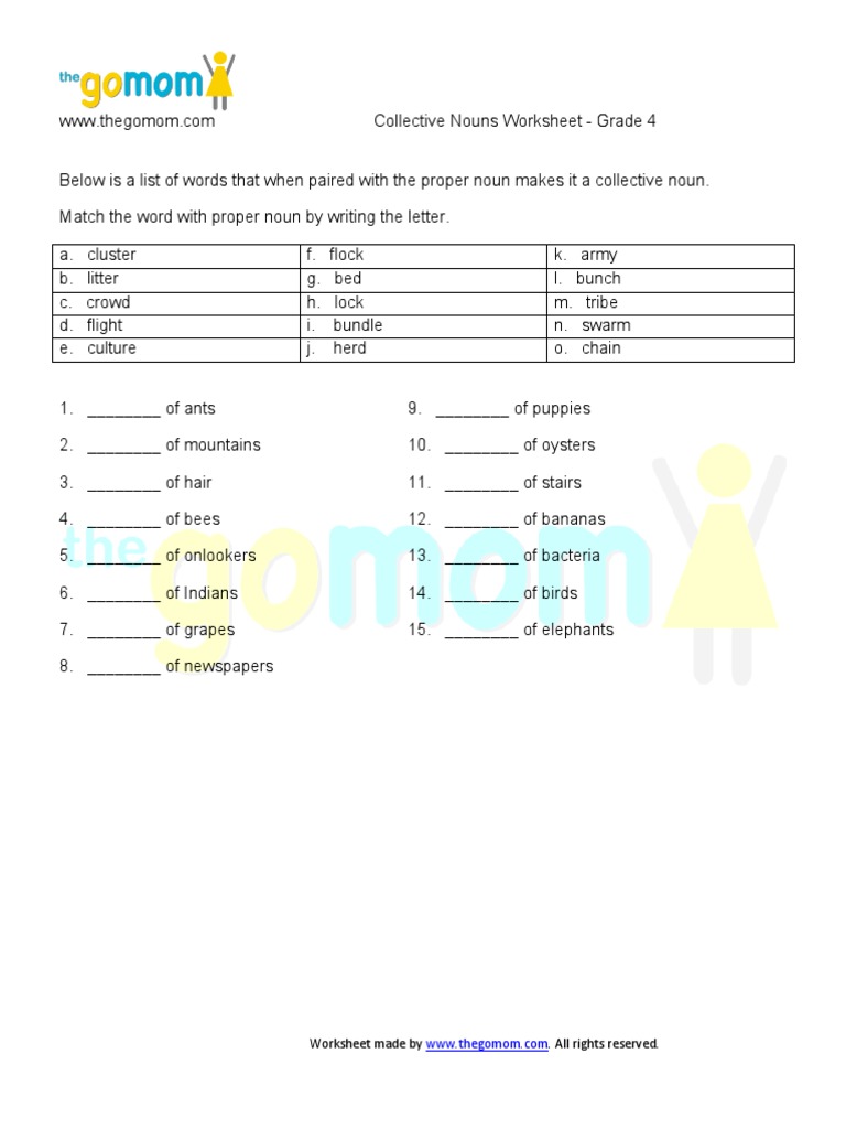 Collective Nouns Worksheet Pdf Collective Noun Worksheets | Games4esl