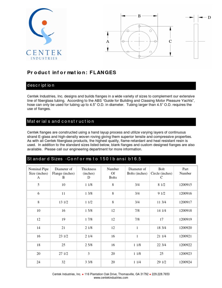 Flange Sizes and Specifications | PDF | Pipe (Fluid Conveyance ...