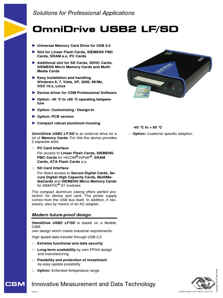 Omnidrive Usb2 LF-SD V1-30e | PDF | Secure Digital | Flash Memory