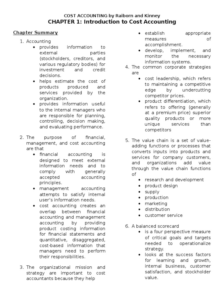 Introduction To Cost Accounting | PDF | Accounting | Strategic Management
